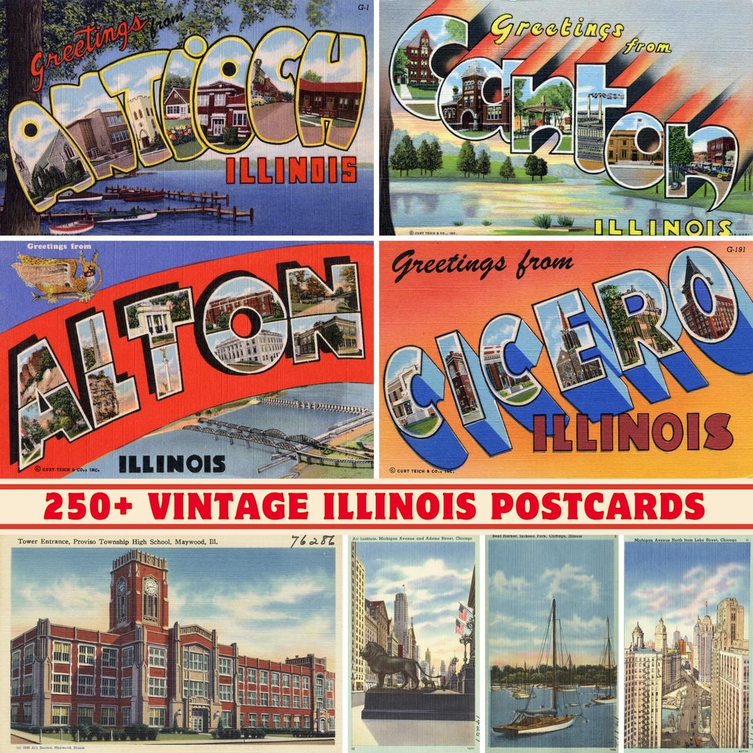 250+ Vintage Illinois Postcard Collection: Landmarks & Scenery (digital ...