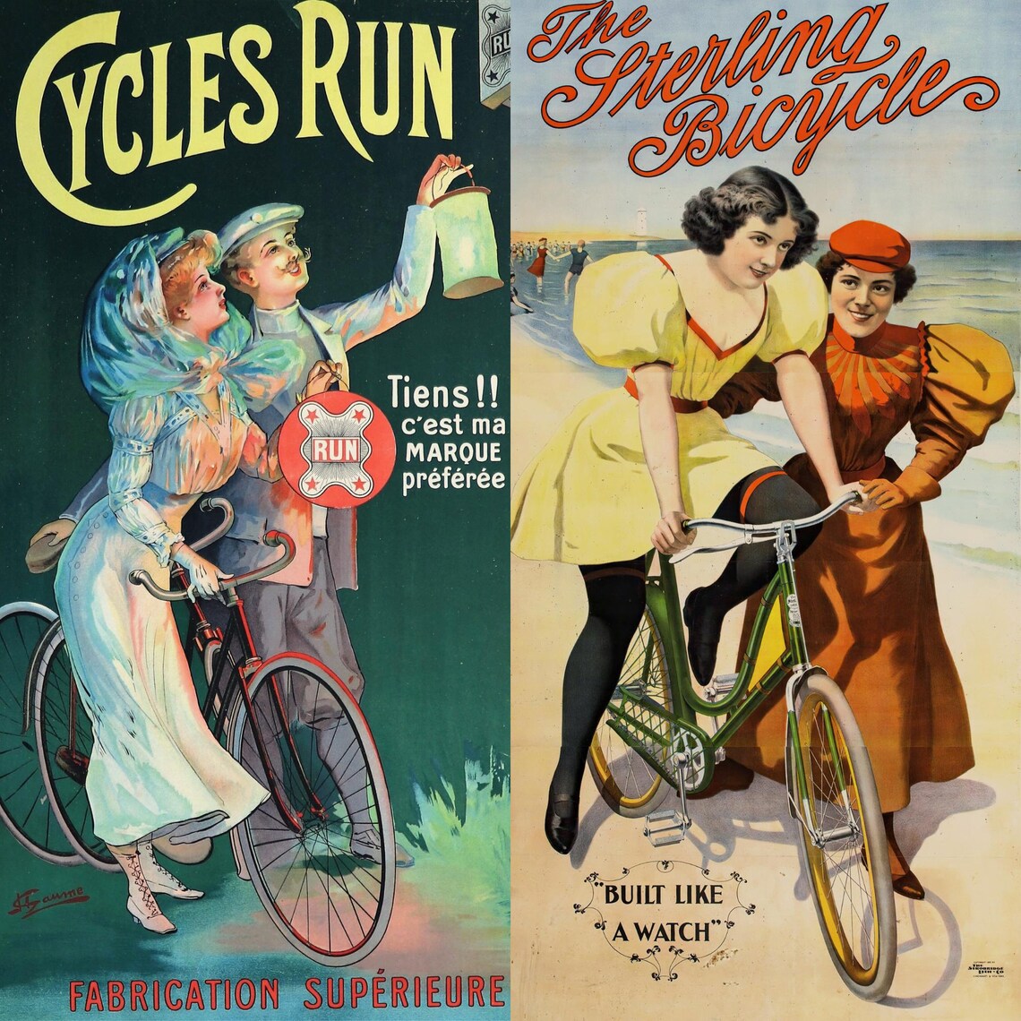 Vintage Bicycle Ad Collection: 120+ Retro Cycling Posters (300 DPI ...