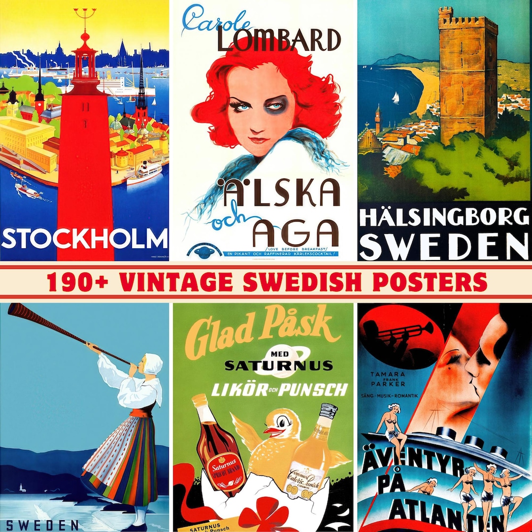 Vintage Swedish Poster Collection: 190+ Retro Art Prints (digital ...