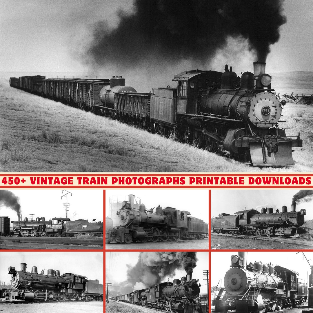 450+ High-res Vintage Train Photographs | 300 DPI Printable | Digital ...