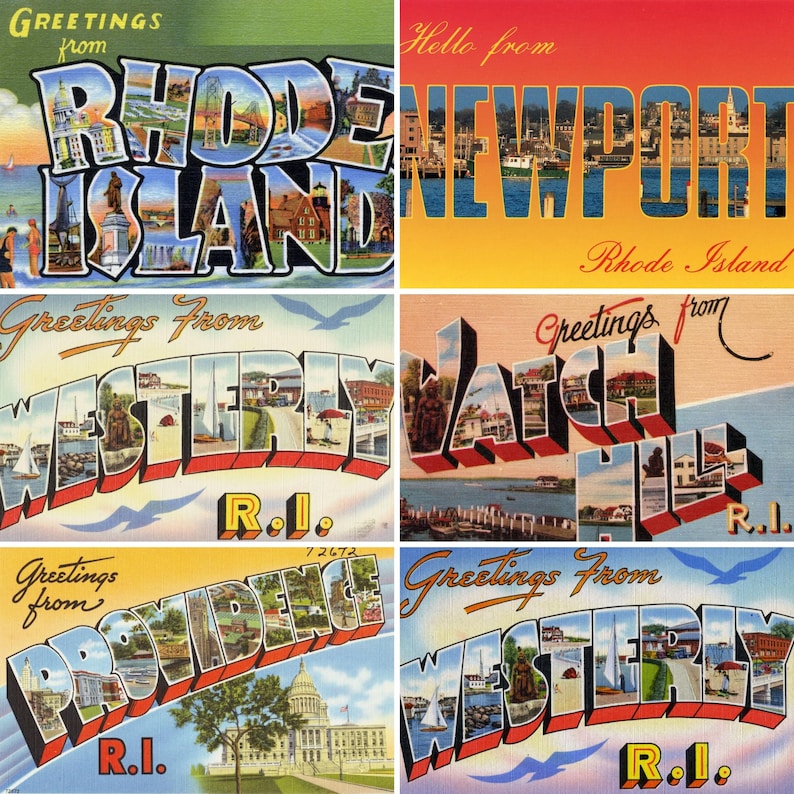 Vintage Rhode Island Postcard Collection: 230+ Printable Landmark ...