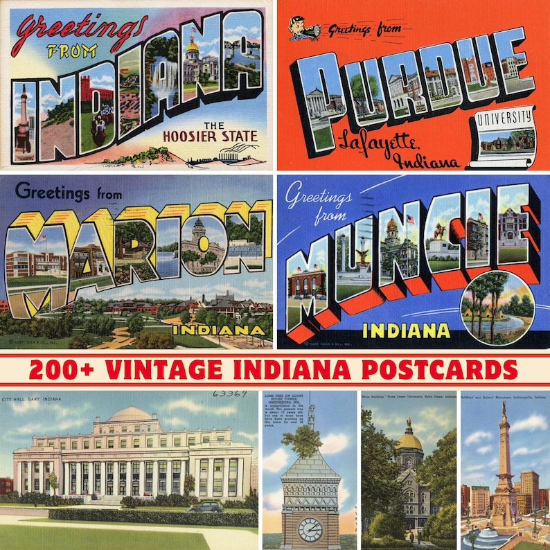 200+ Vintage Indiana State Greeting Card & Postcard Collection | 300 ...