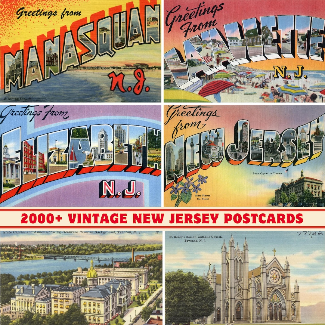 2000+ Vintage New Jersey Postcard Collection: 300 DPI Printable ...