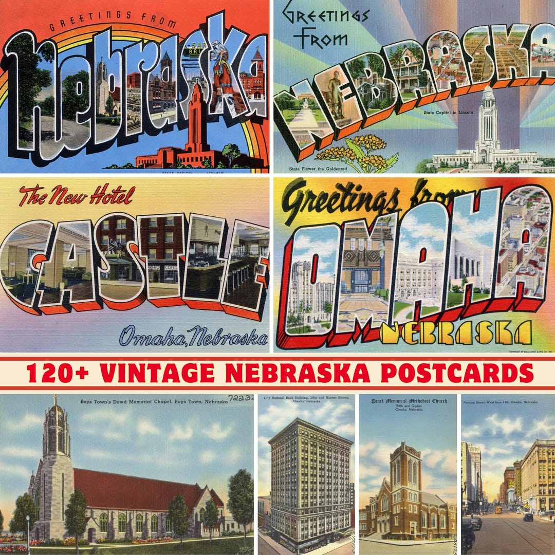 Vintage Nebraska Postcard Collection: 120+ State Landmarks (digital ...