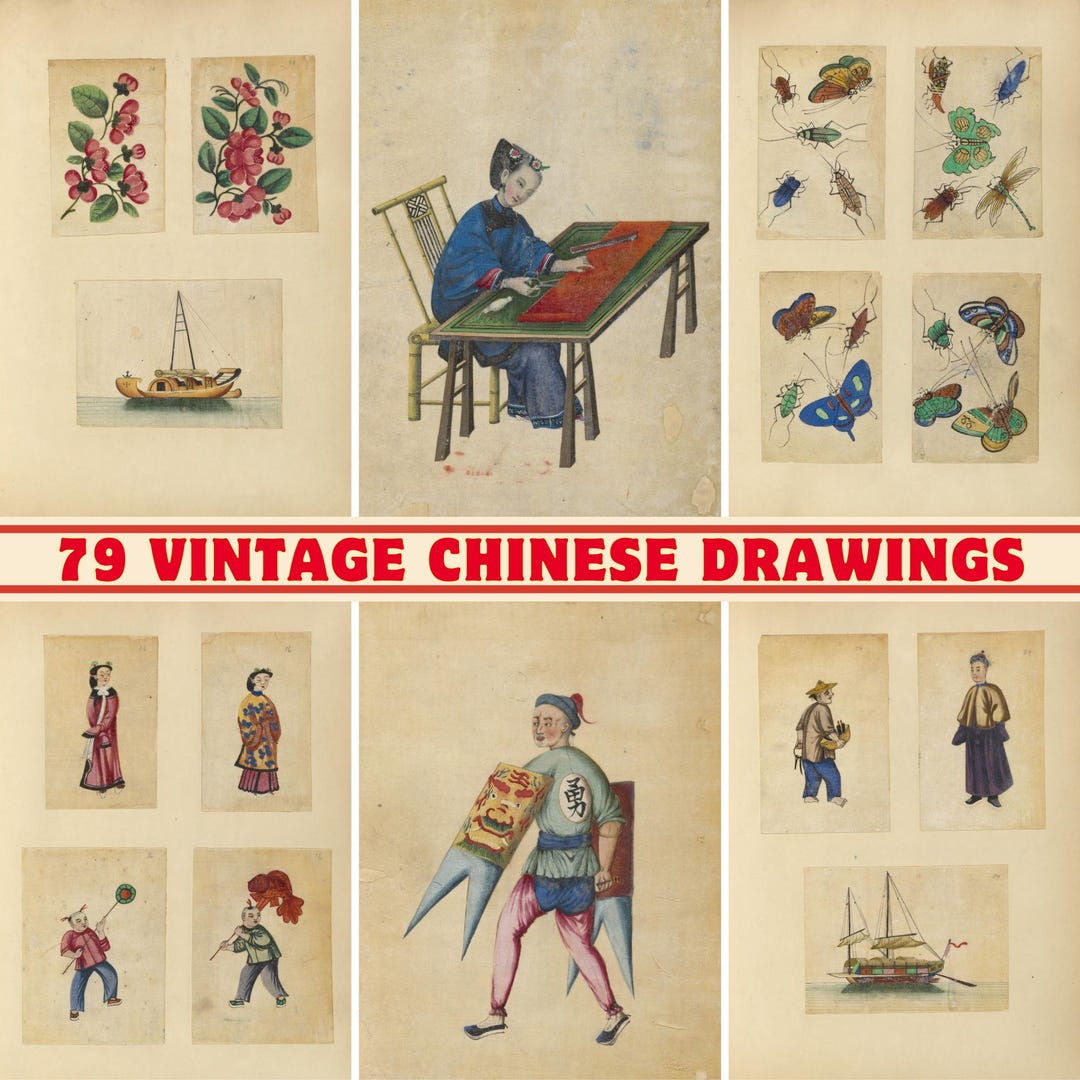 79 Vintage Chinese Drawings Collection: High-quality | 300 DPI ...
