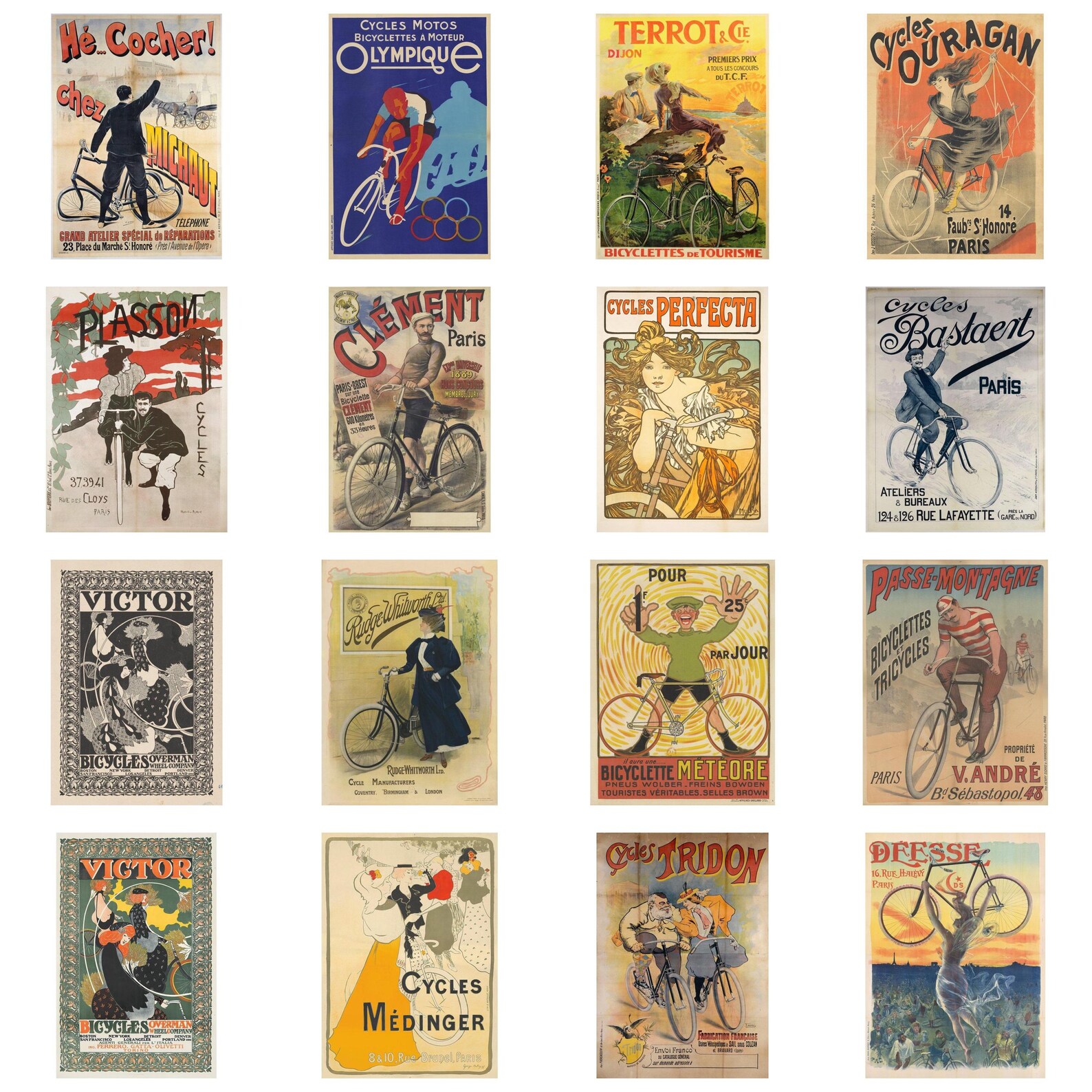 Vintage Bicycle Ad Collection: 120+ Retro Cycling Posters (300 DPI ...