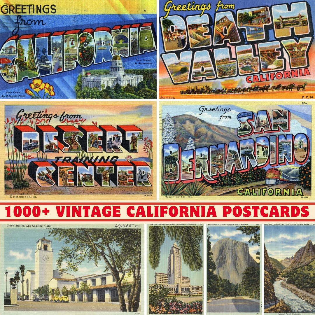 Vintage California Postcard Collection: 1000+ Printable Landmarks ...