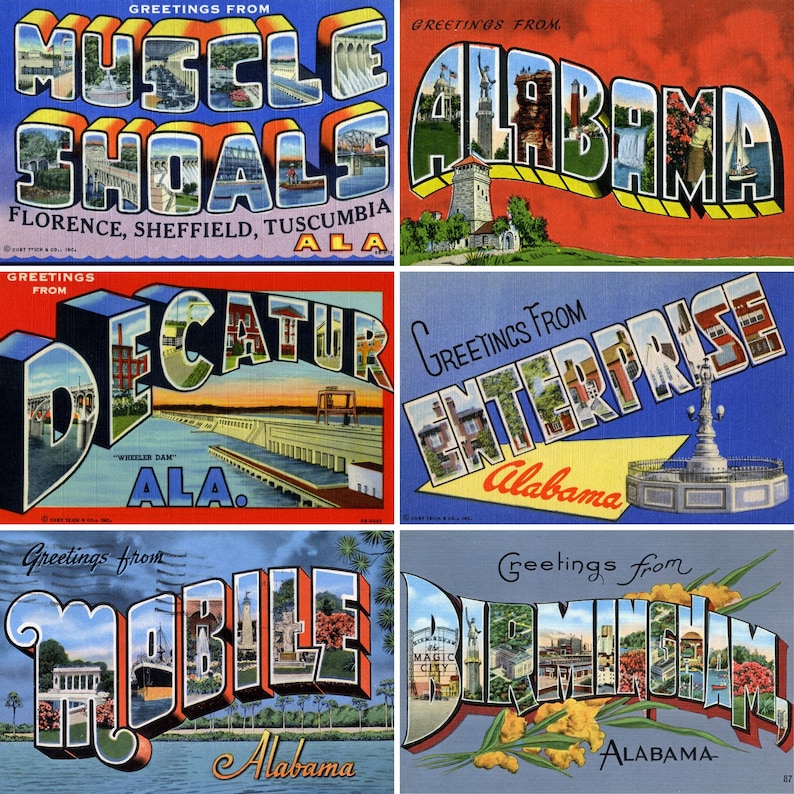 130+ Vintage Alabama Postcard Collection: Landmarks & Scenery (300 DPI ...
