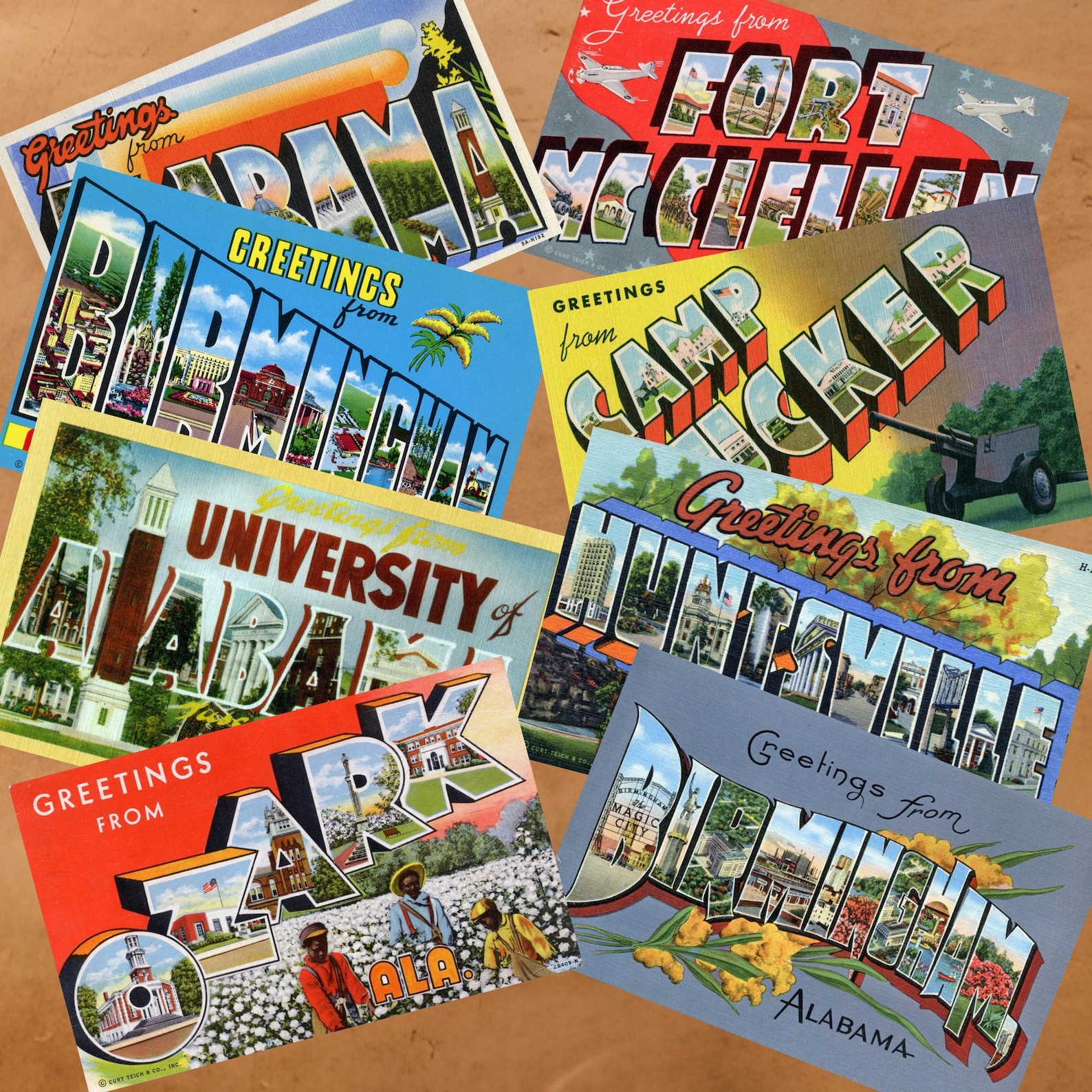 130+ Vintage Alabama Postcard Collection: Landmarks & Scenery (300 DPI ...