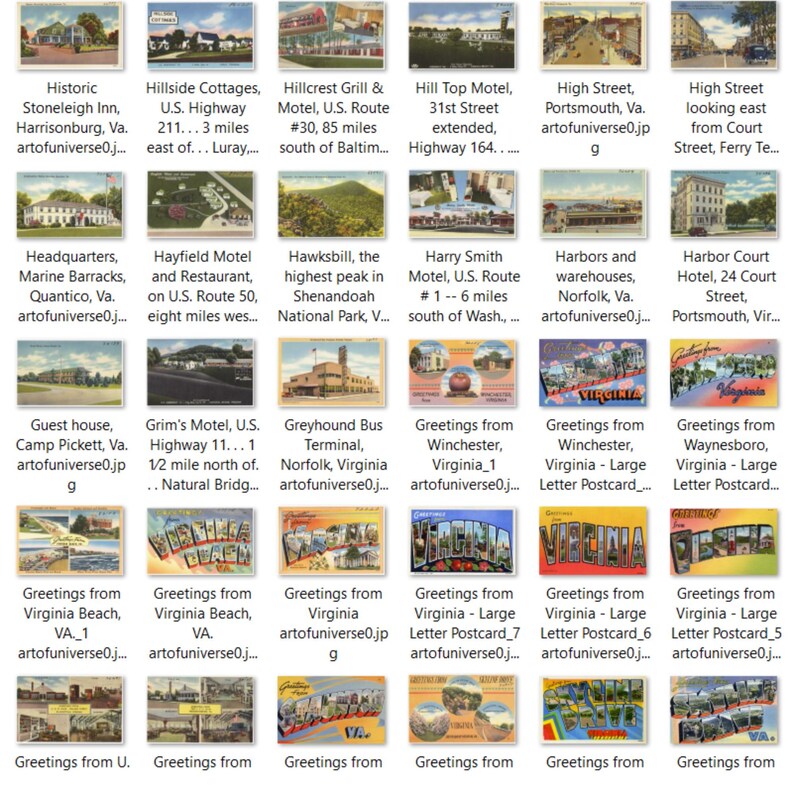 Vintage Virginia Postcard Collection: 1200+ Printable Landmarks ...