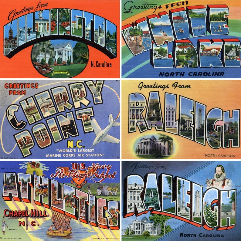 Vintage North Carolina Postcard Collection: 750+ Printable Landmarks ...