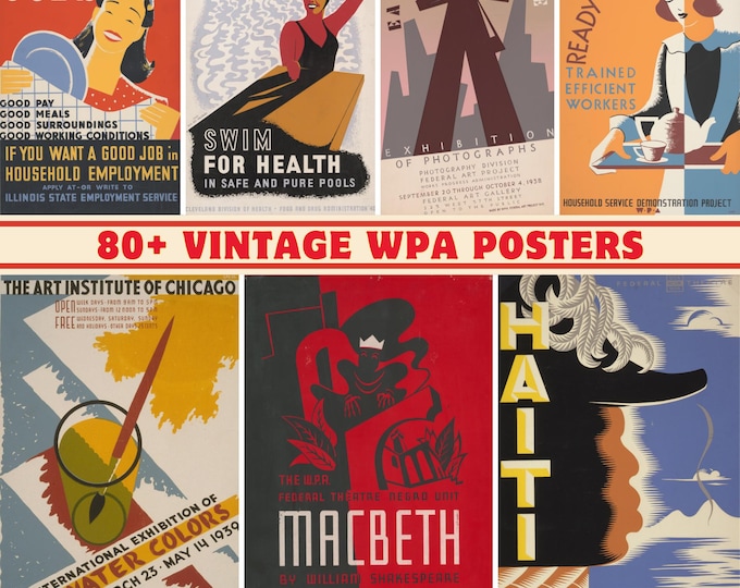 WPA Posters. 20 Prints on 5 Collage Sheets, Aviation, Math, National ...