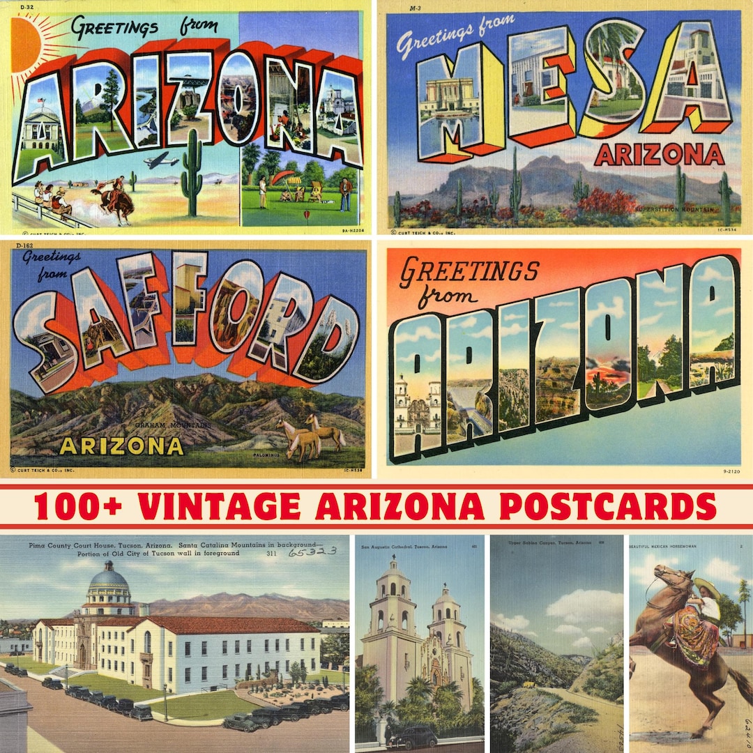 100+ Vintage Arizona Postcard Collection: Scenic Landmarks (300 DPI ...