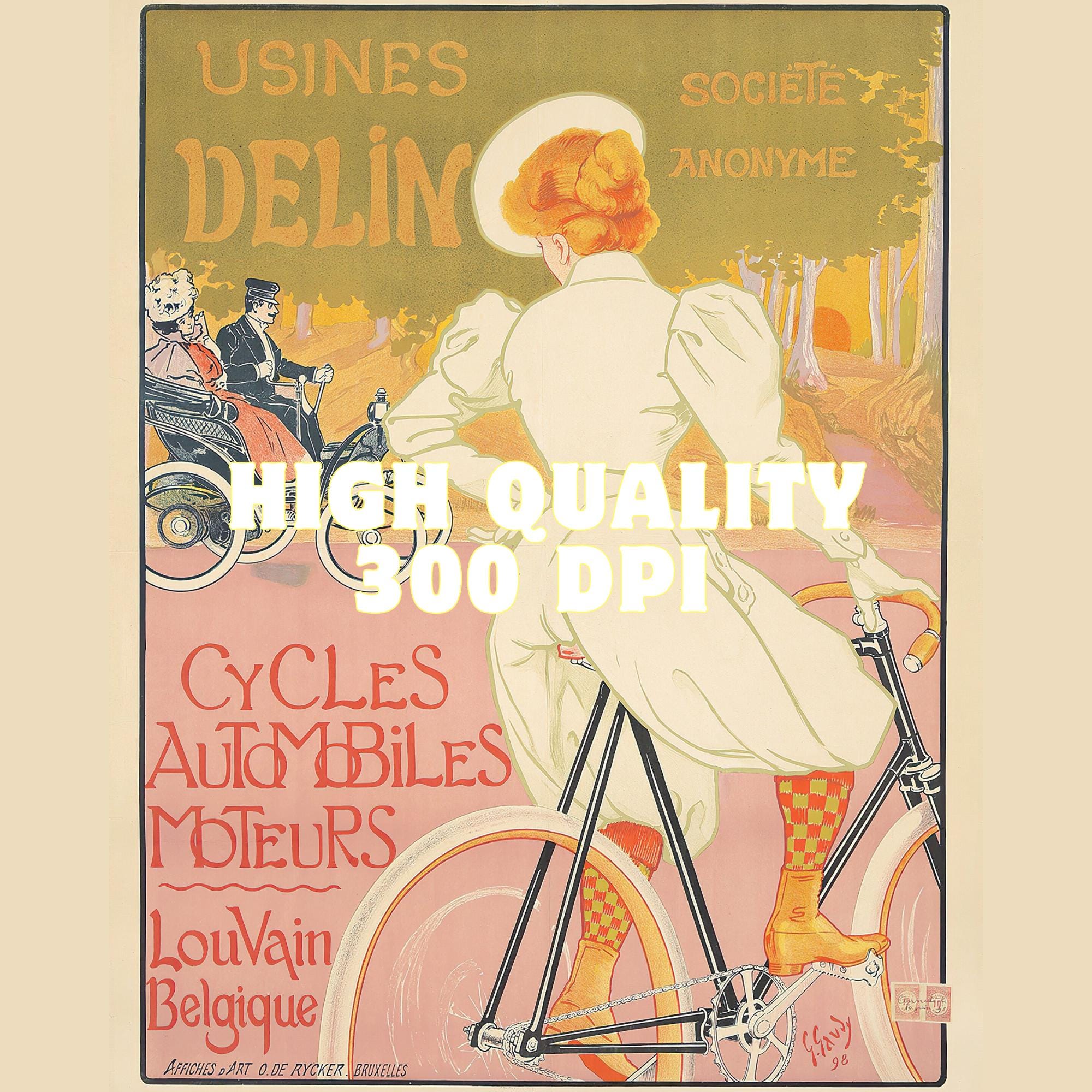 Vintage Bicycle Ad Collection: 120+ Retro Cycling Posters (300 DPI ...