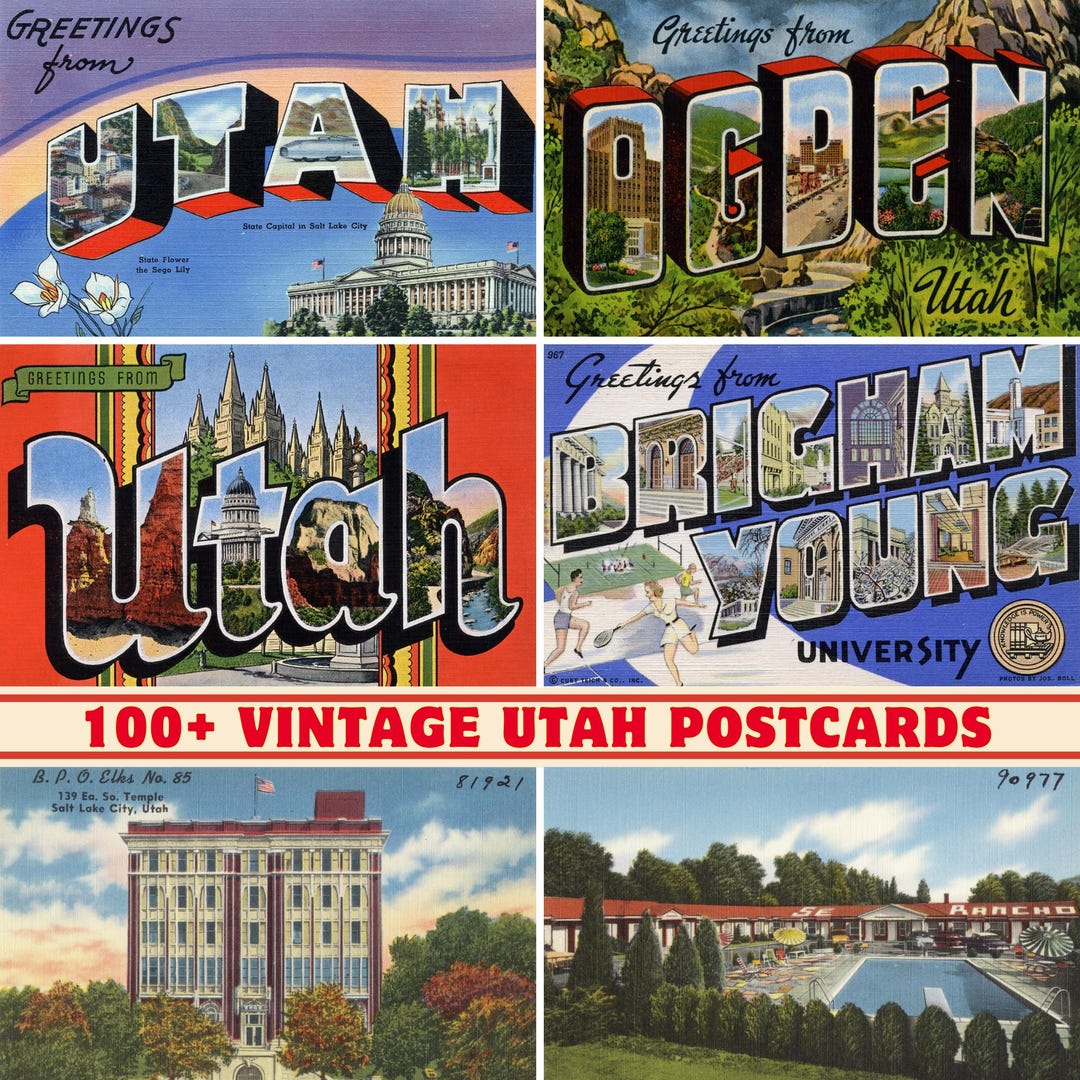100+ Vintage Utah State Greeting Card & Postcard Collection | 300 DPI ...