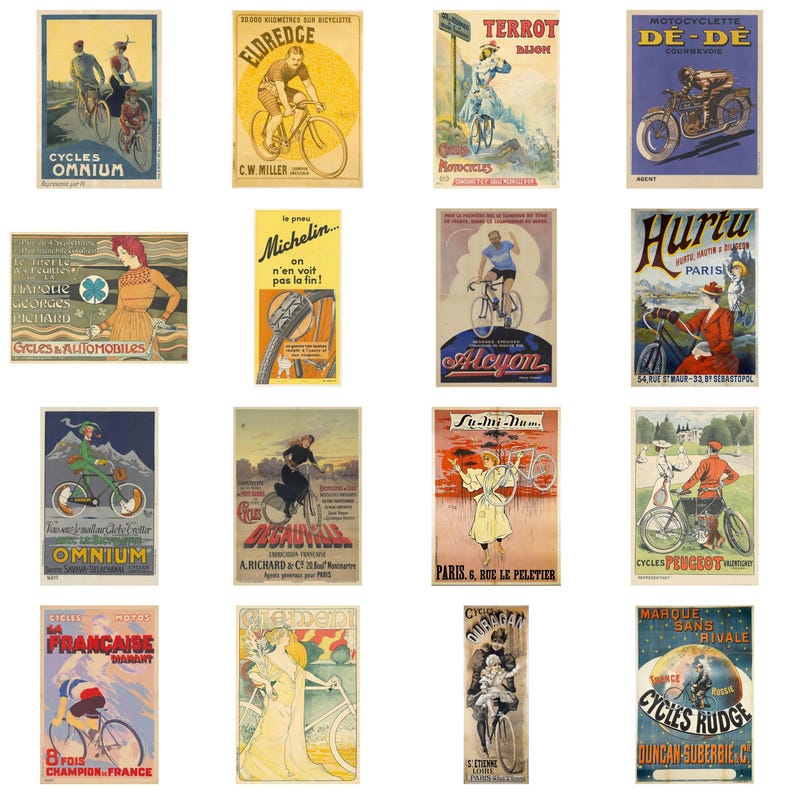 Vintage Bicycle Ad Collection: 120+ Retro Cycling Posters (300 DPI ...
