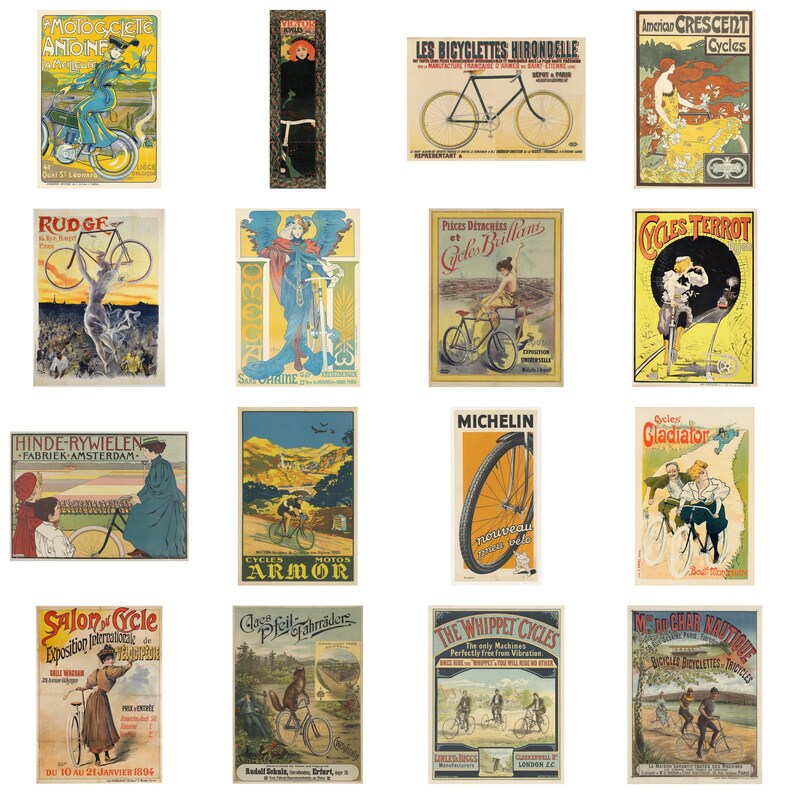 Vintage Bicycle Ad Collection: 120+ Retro Cycling Posters (300 DPI ...