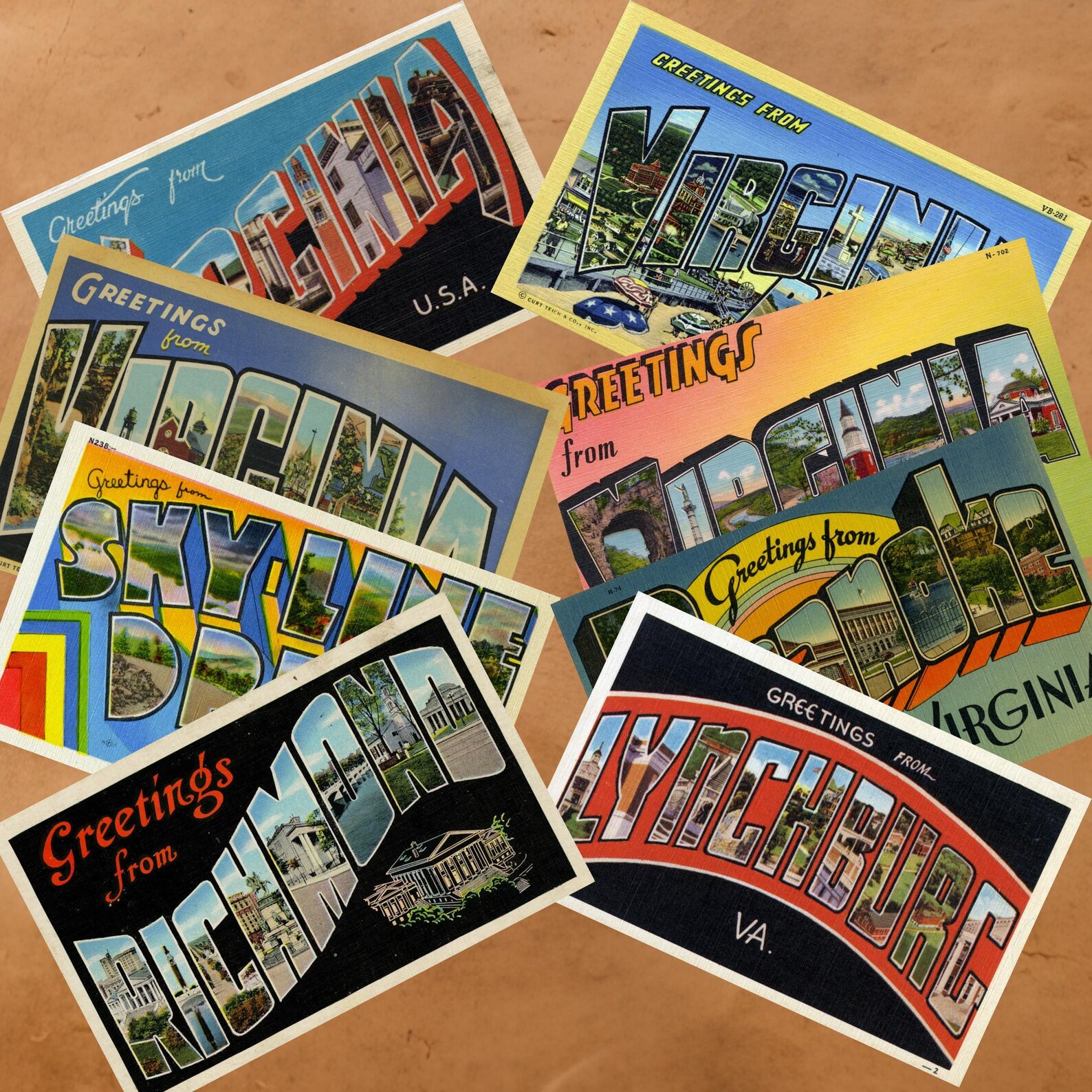 Vintage Virginia Postcard Collection: 1200+ Printable Landmarks ...