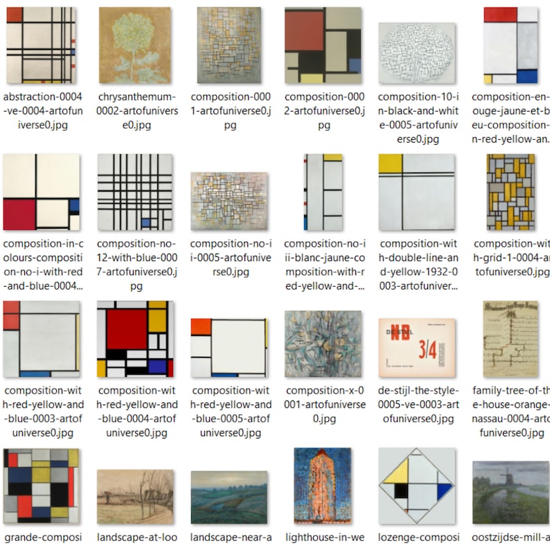 350 High-res Piet Mondrian Art Collection 300 DPI Printable Digital ...