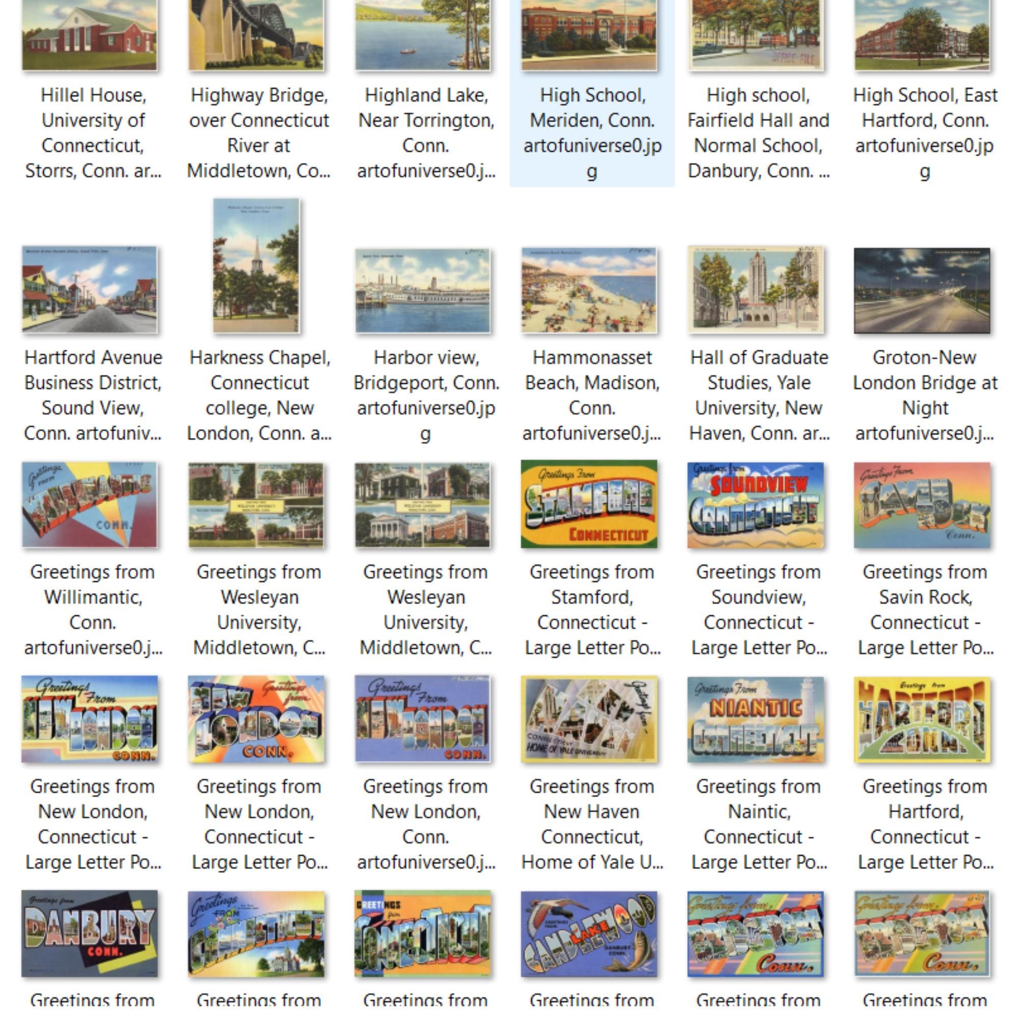 500 Vintage Connecticut State Greeting Card & Postcard Collection 300 ...