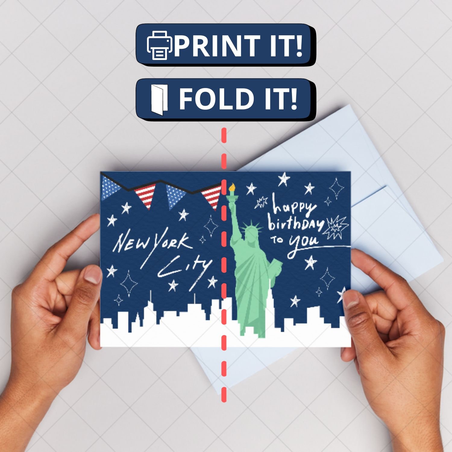 Happy Birthday Card, Printable Greeting Card, New York Greeting Card ...