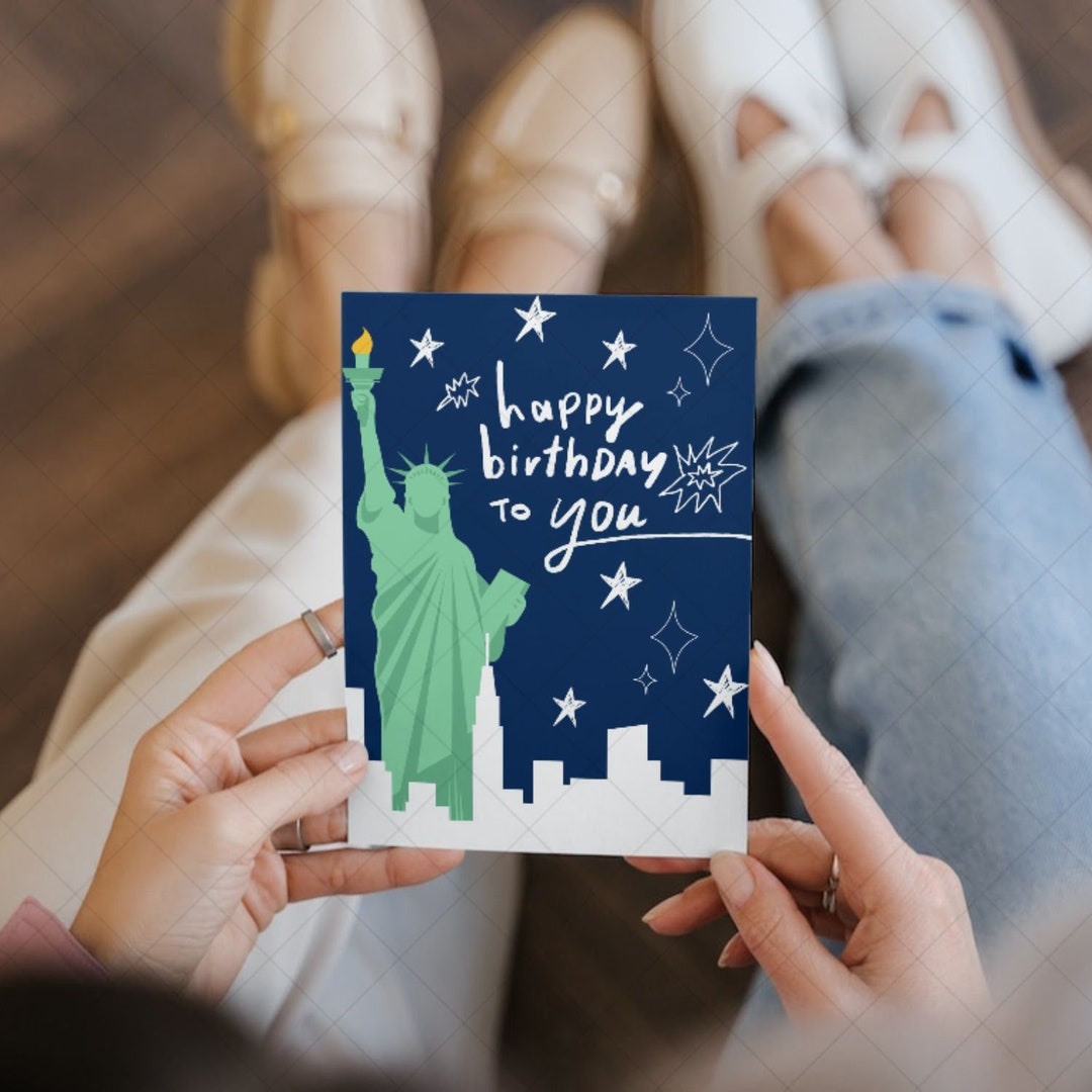 Happy Birthday Card, Printable Greeting Card, New York Greeting Card ...