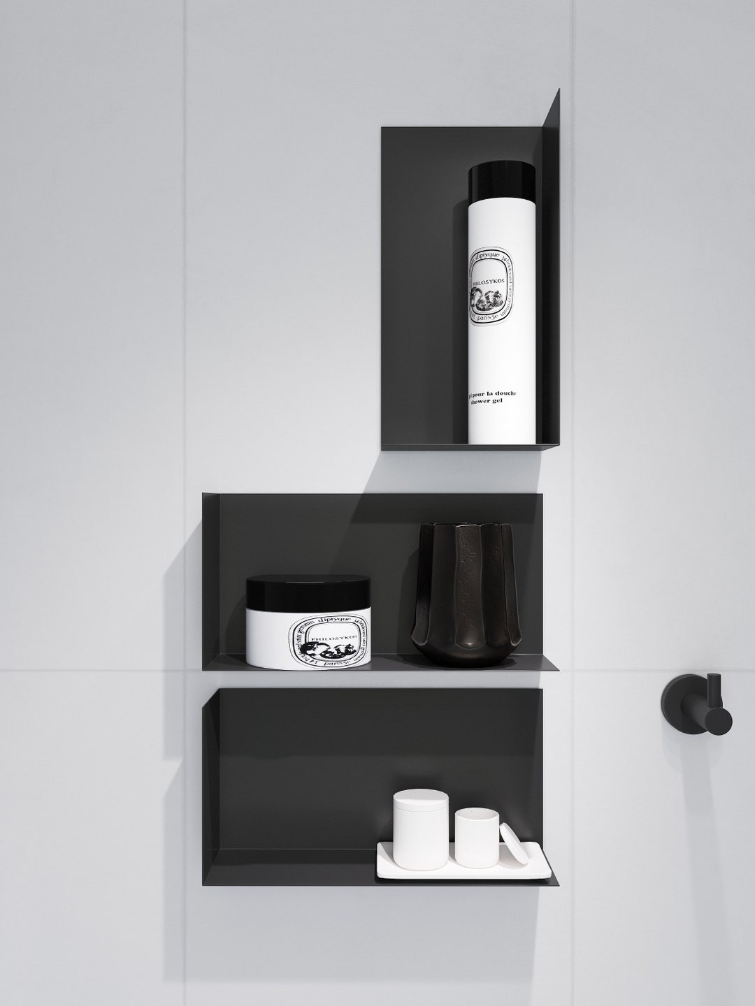 TRIO SHELF Stylish Minimalistic Bathroom Shelf Set Compact Aluminum ...