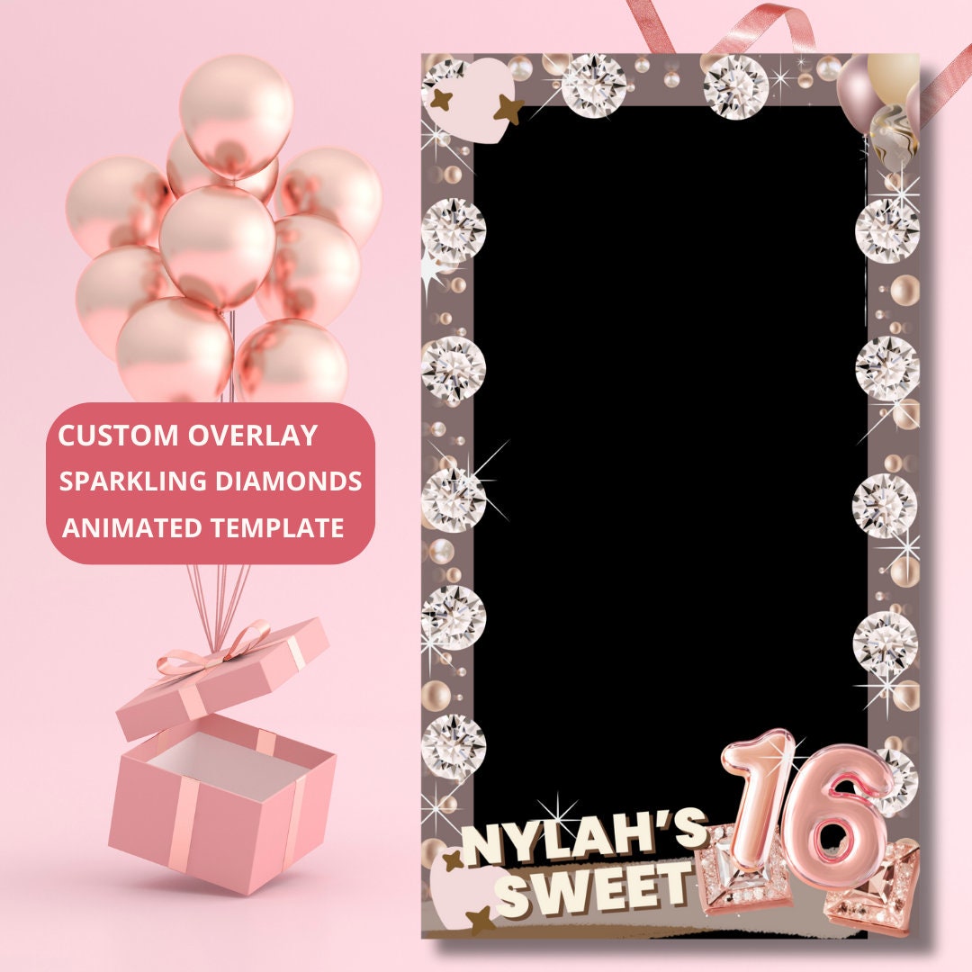 Sweet 16 360 Photo Booth Template Animated 360 Video Booth Birthday Overlay Quinceanera 360 ...