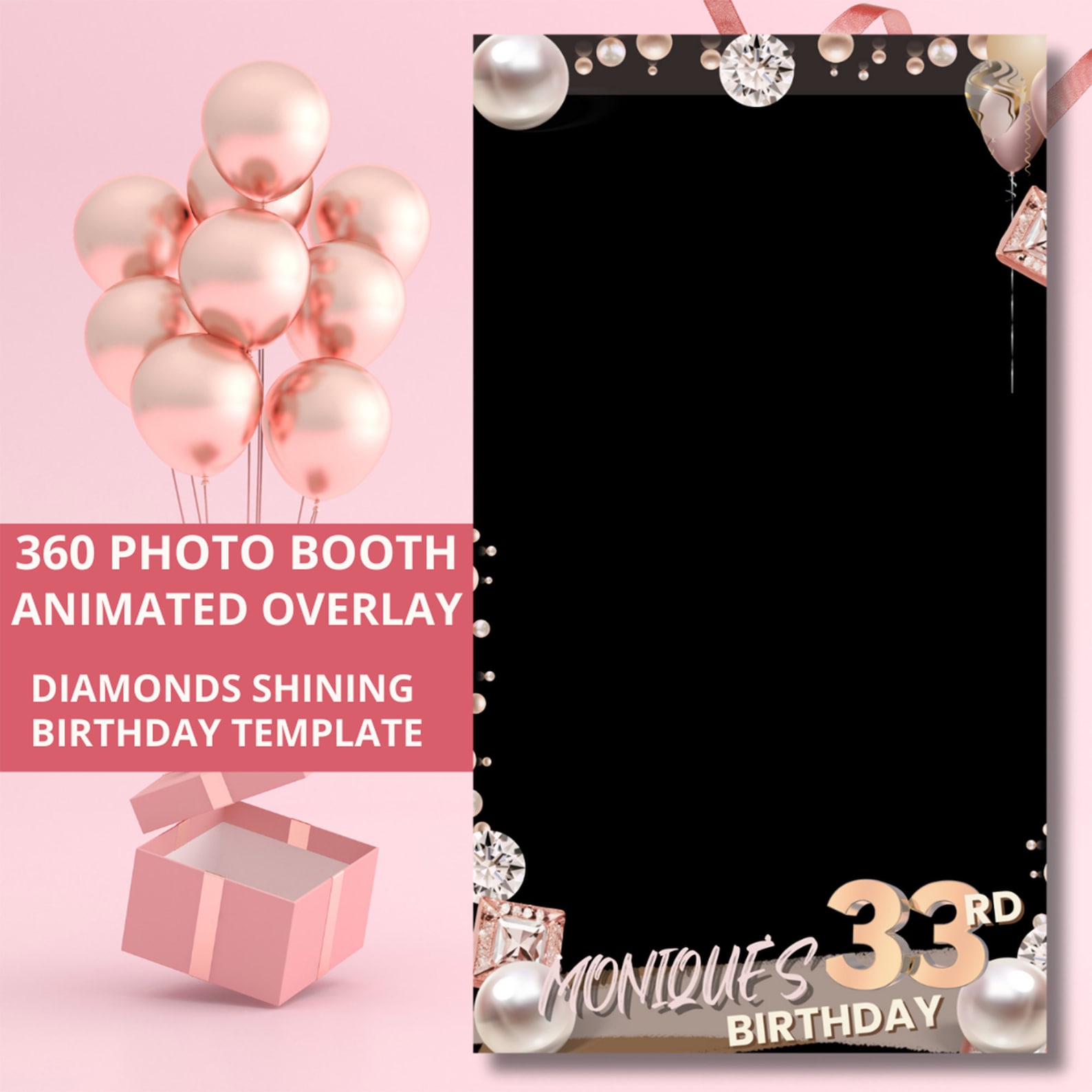 360 Photo Booth Template 360 Video Booth Birthday Animated Overlay ...