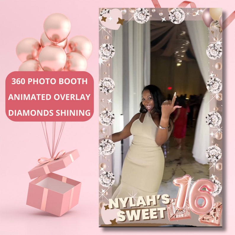 Sweet 16 360 Photo Booth Template Animated 360 Video Booth Birthday ...