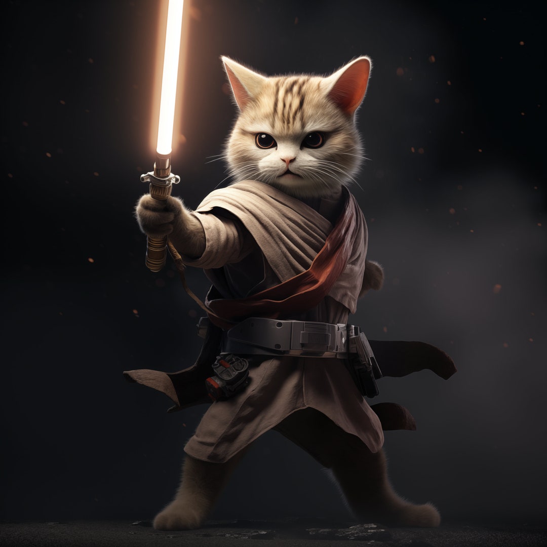 Custom Pet Personalized Canvas Digital Star Wars Jedi Art Dog Cat Gift ...