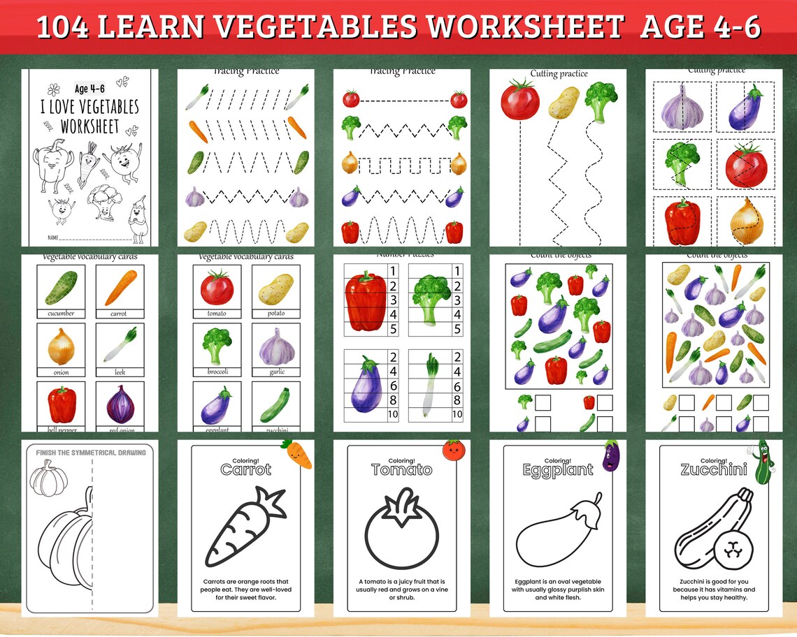 Vegetables Worksheet: Tracing, Coloring, Sorting Activities ...