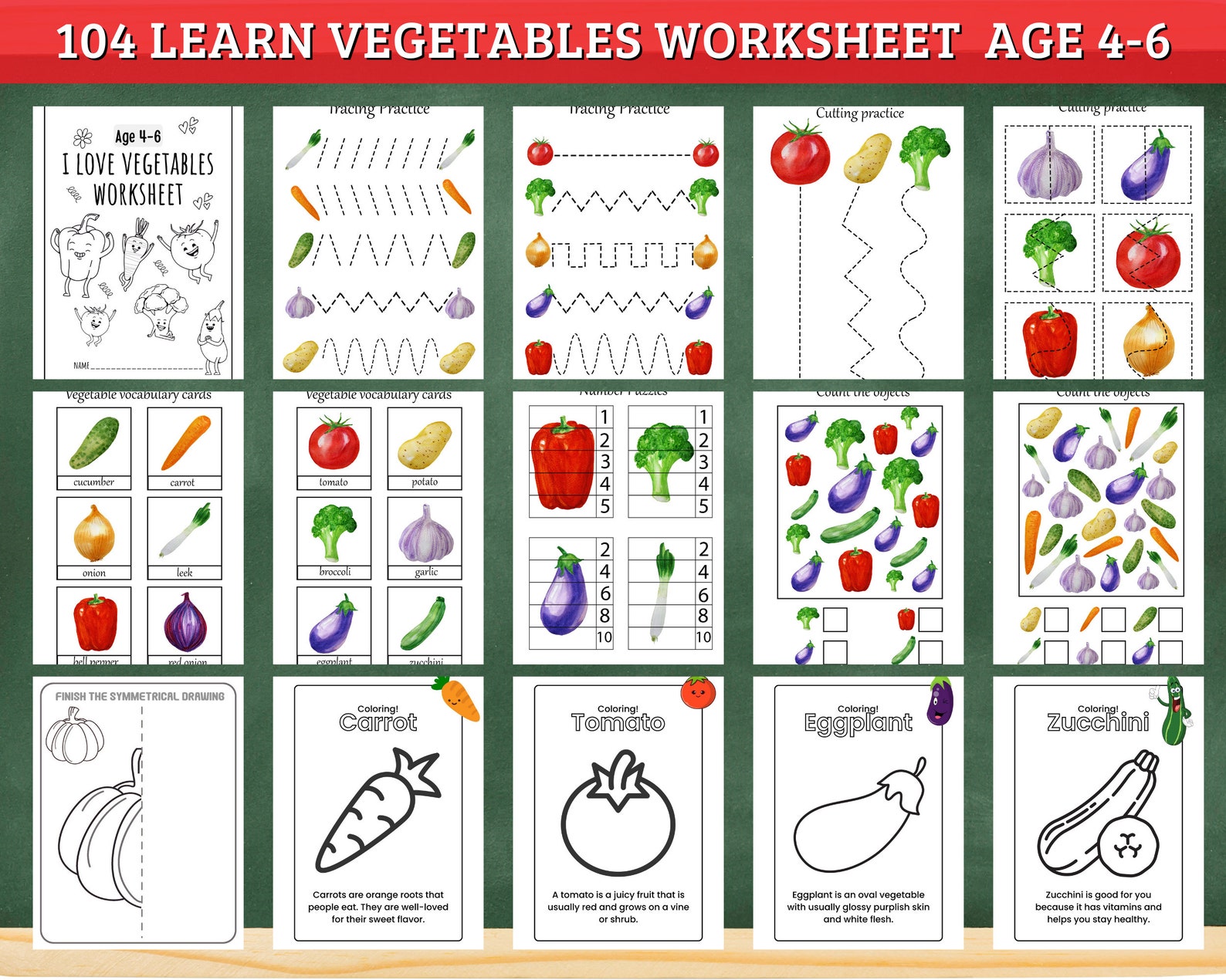 Vegetables Worksheet: Tracing, Coloring, Sorting Activities ...