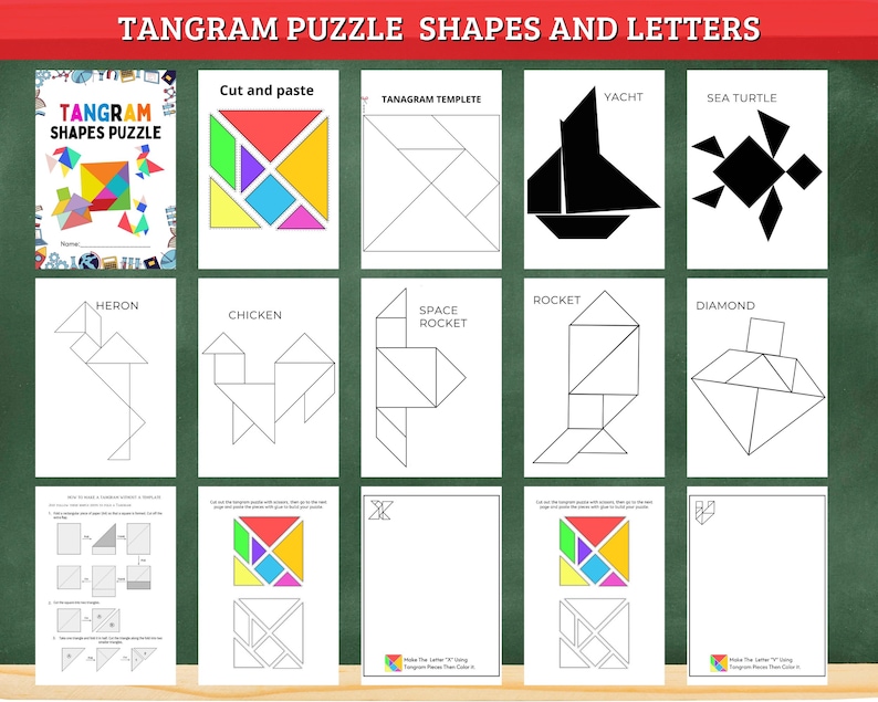 Tangram Puzzle: Cut & Paste Geometric Shapes Activity Worksheet ...