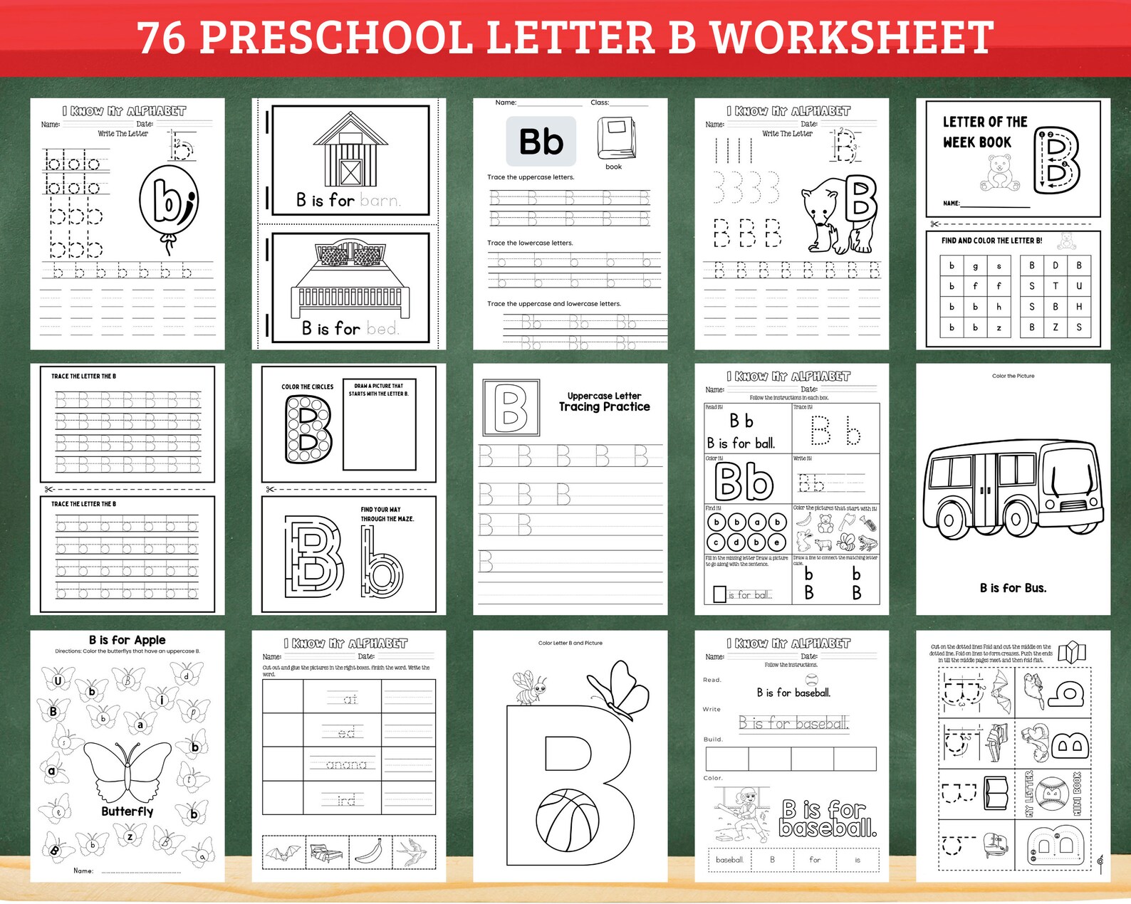Preschool Letter B Worksheet: Tracing & Recognition Activity Printable ...