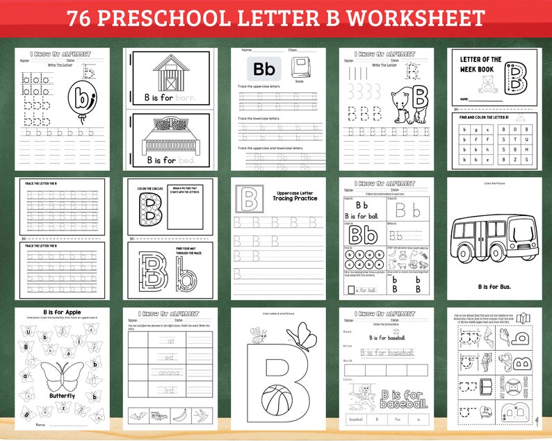 Preschool Letter B Worksheet: Tracing & Recognition Activity Printable ...