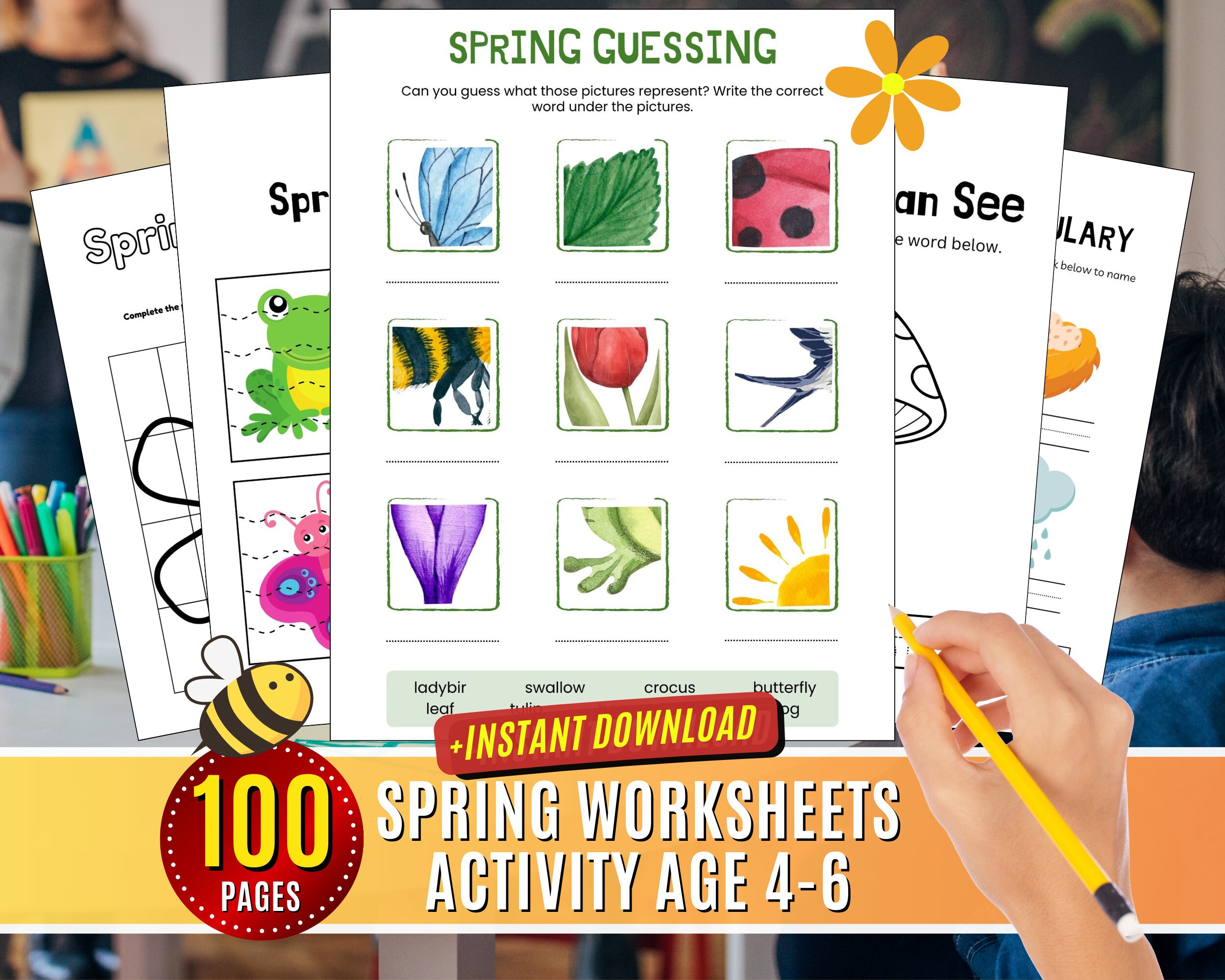 Spring Activity Book: Kids Coloring Pages, Dot-to-dots (ages 4-6 ...