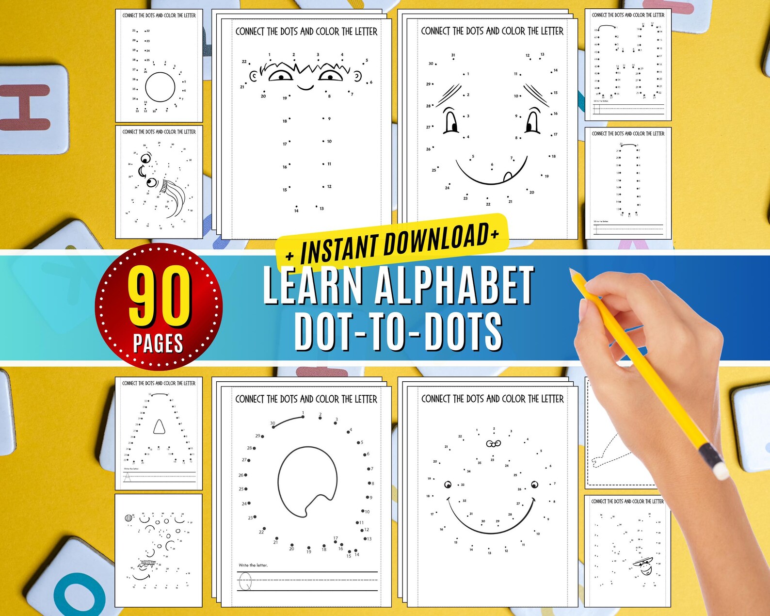 Alphabet Dot to Dot for Kids Worksheet Printable Connect the Dots ABC ...