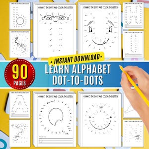 Alphabet Dot to Dot for Kids Worksheet Printable Connect the Dots ABC ...