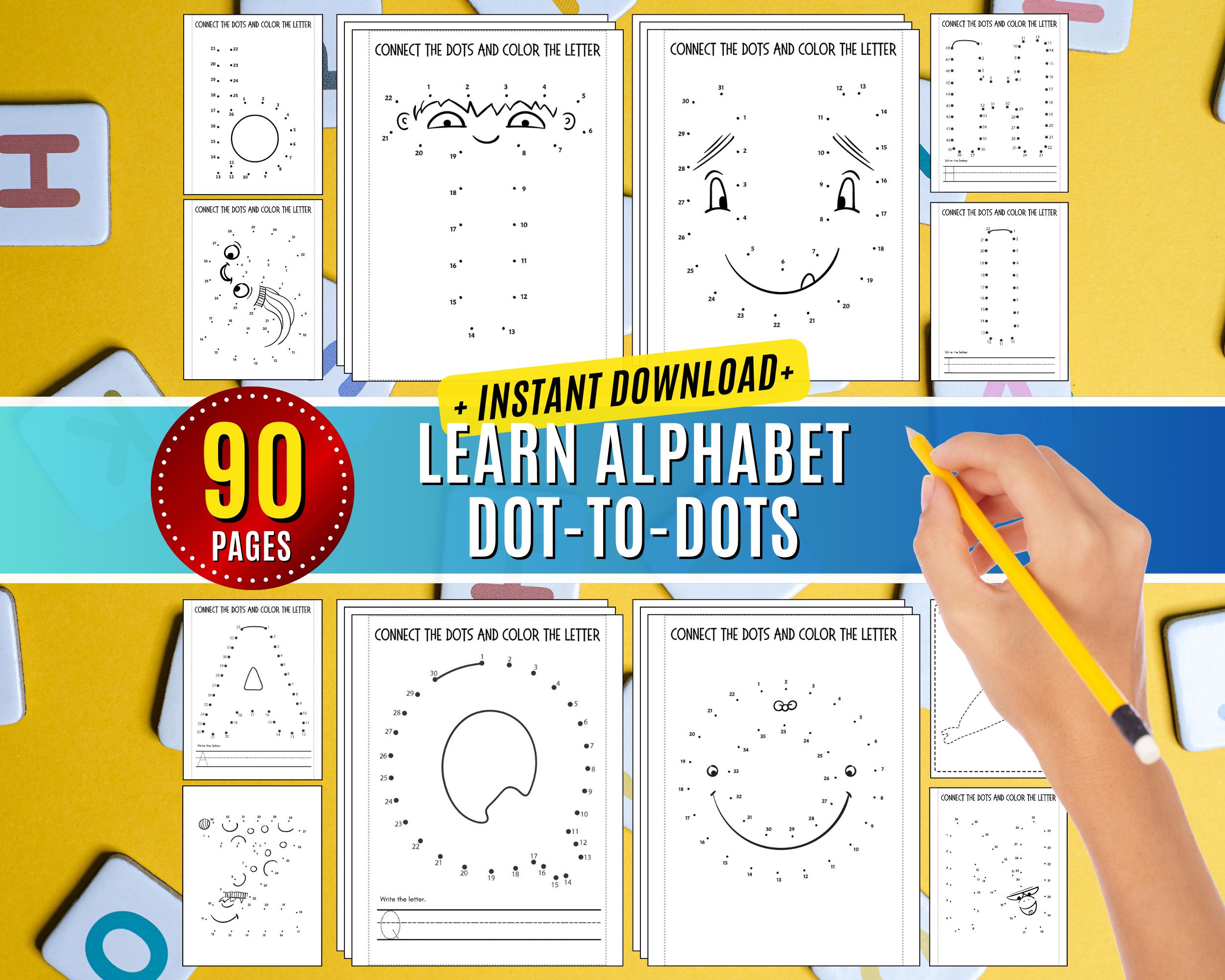 Alphabet Dot to Dot for Kids Worksheet Printable Connect the Dots ABC ...