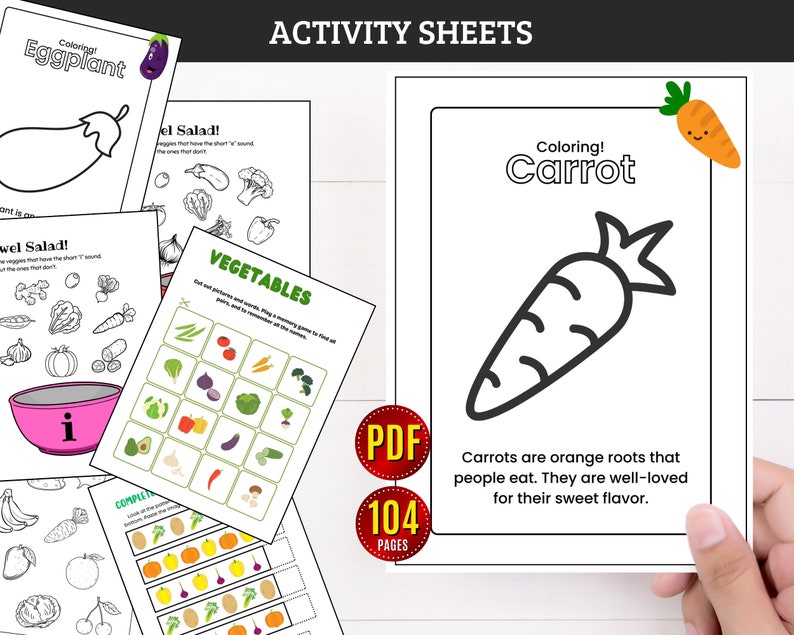 Vegetables Worksheet: Tracing, Coloring, Sorting Activities ...