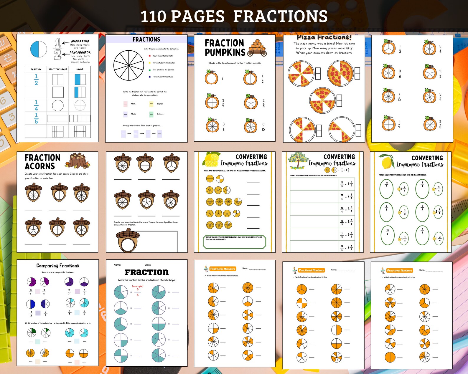 Math Fractions Worksheet: Learning Activity, 3rd-4th Grade (PDF ...