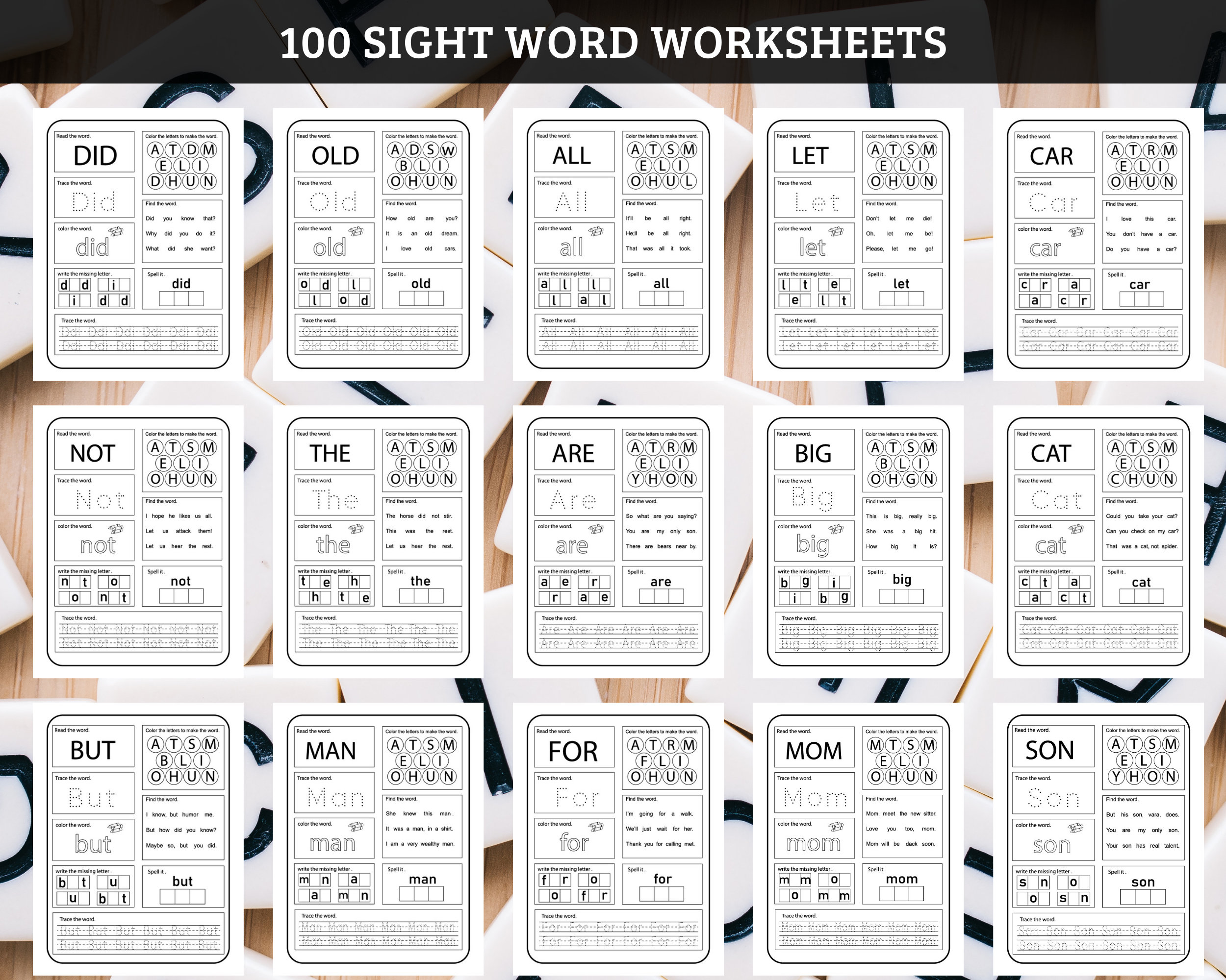 Fry Sight Words High Frequency Worksheets Kindergarten CVC Printable ...