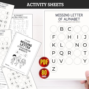 Missing Letter Alphabet Worksheets for Kids, Fill the Missing Letter ...