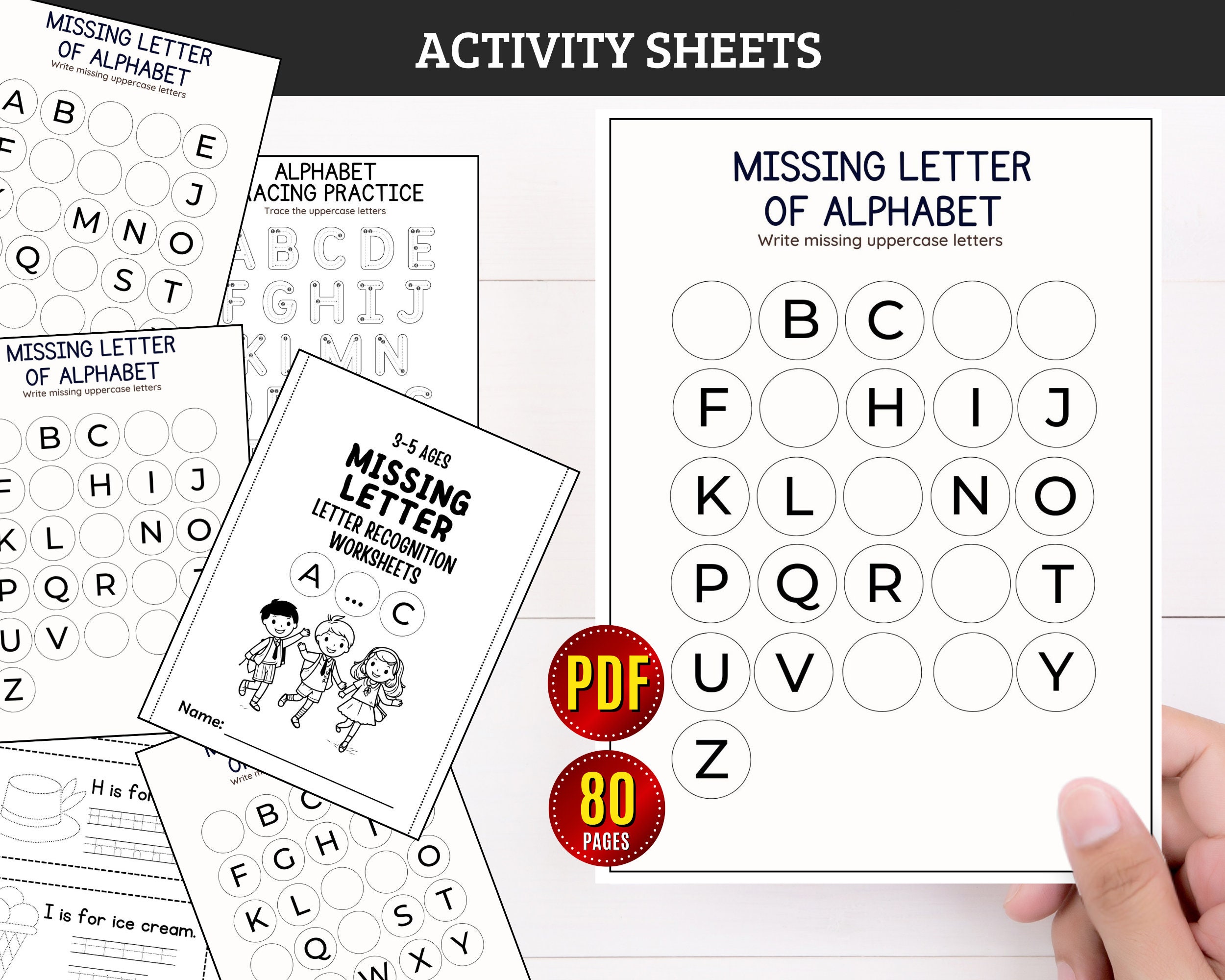 Missing Letter Alphabet Worksheets for Kids, Fill the Missing Letter ...