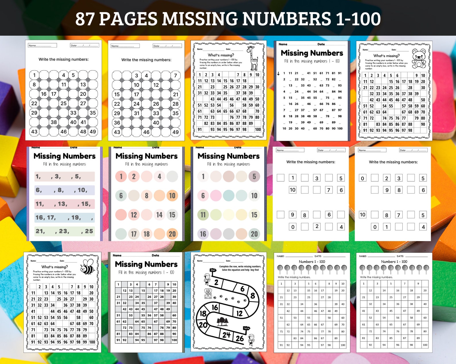 Missing Numbers Worksheets Counting Practice Number, Early Childhood ...