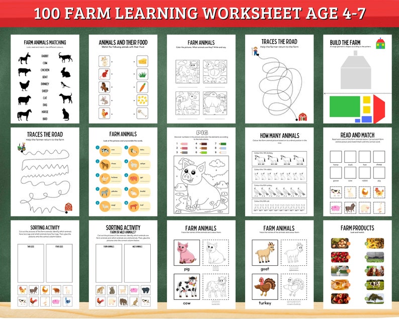 Farm Animal Worksheet for Kids, Farm Preschool Activities Printable ...