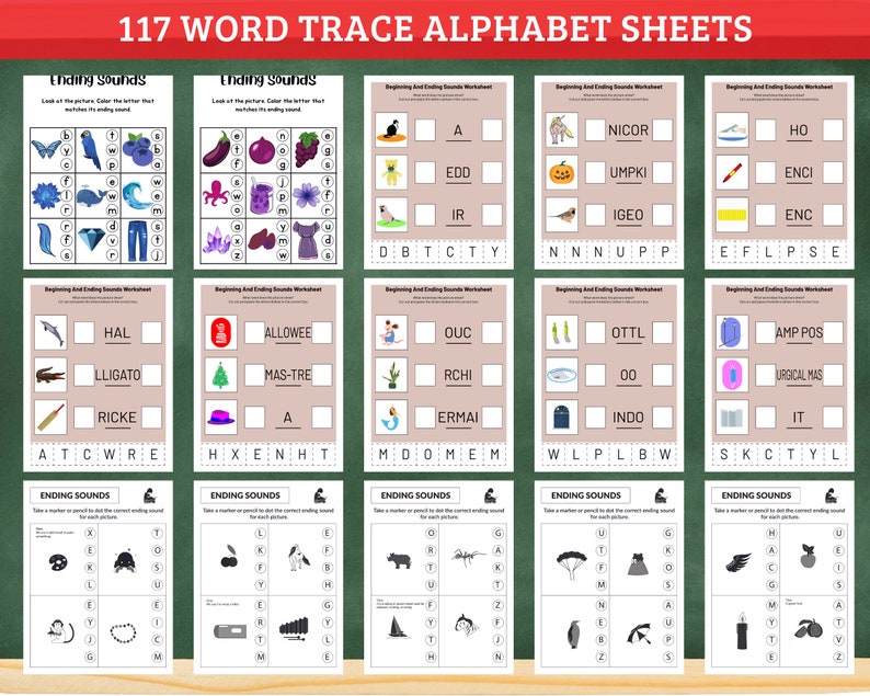 Ending Sounds Phonic Worksheets Activities Alphabet Sounds, Matching ...