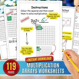Multiplication Arrays Worksheets as Repeated Addition Coloring ...