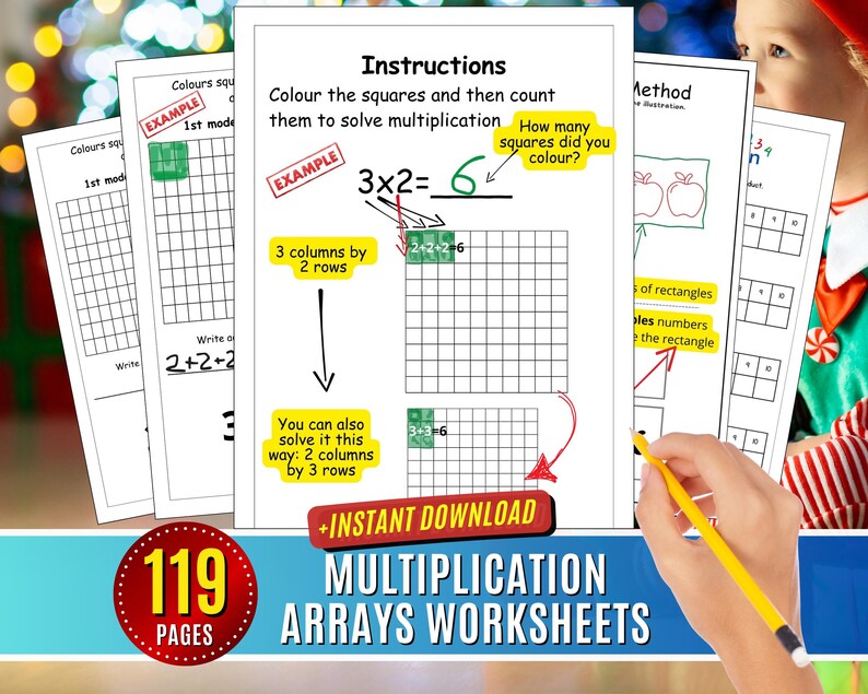 Multiplication Arrays Worksheets as Repeated Addition Coloring ...
